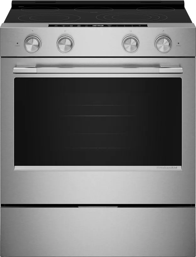 KitchenAid 30" Smart Electric Range, Even-Heat™, Wi-Fi – KSES330SPS