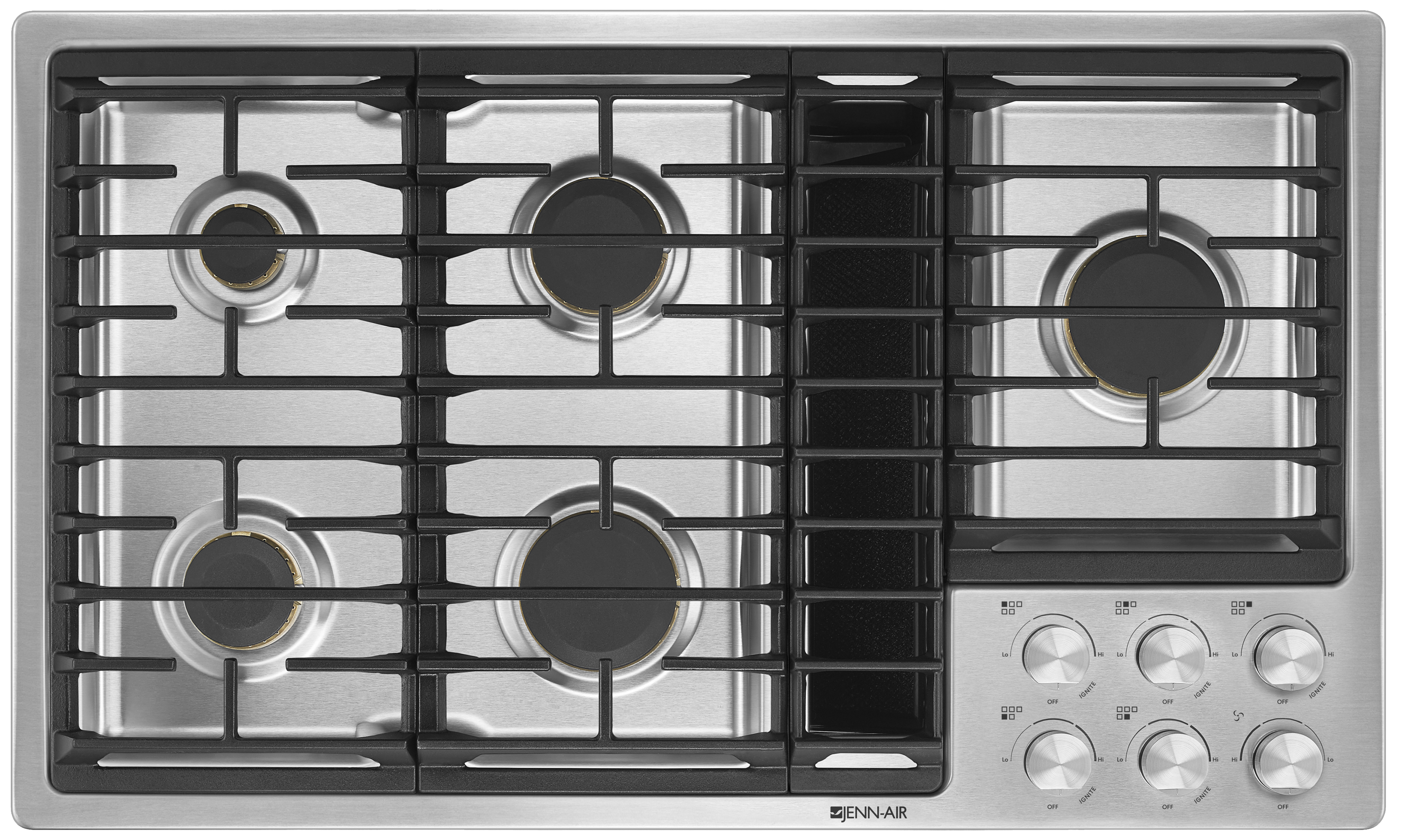 JENNAIR 36" Gas Downdraft Cooktop, 5 Burners, Continuous Grates – JGD3536GS
