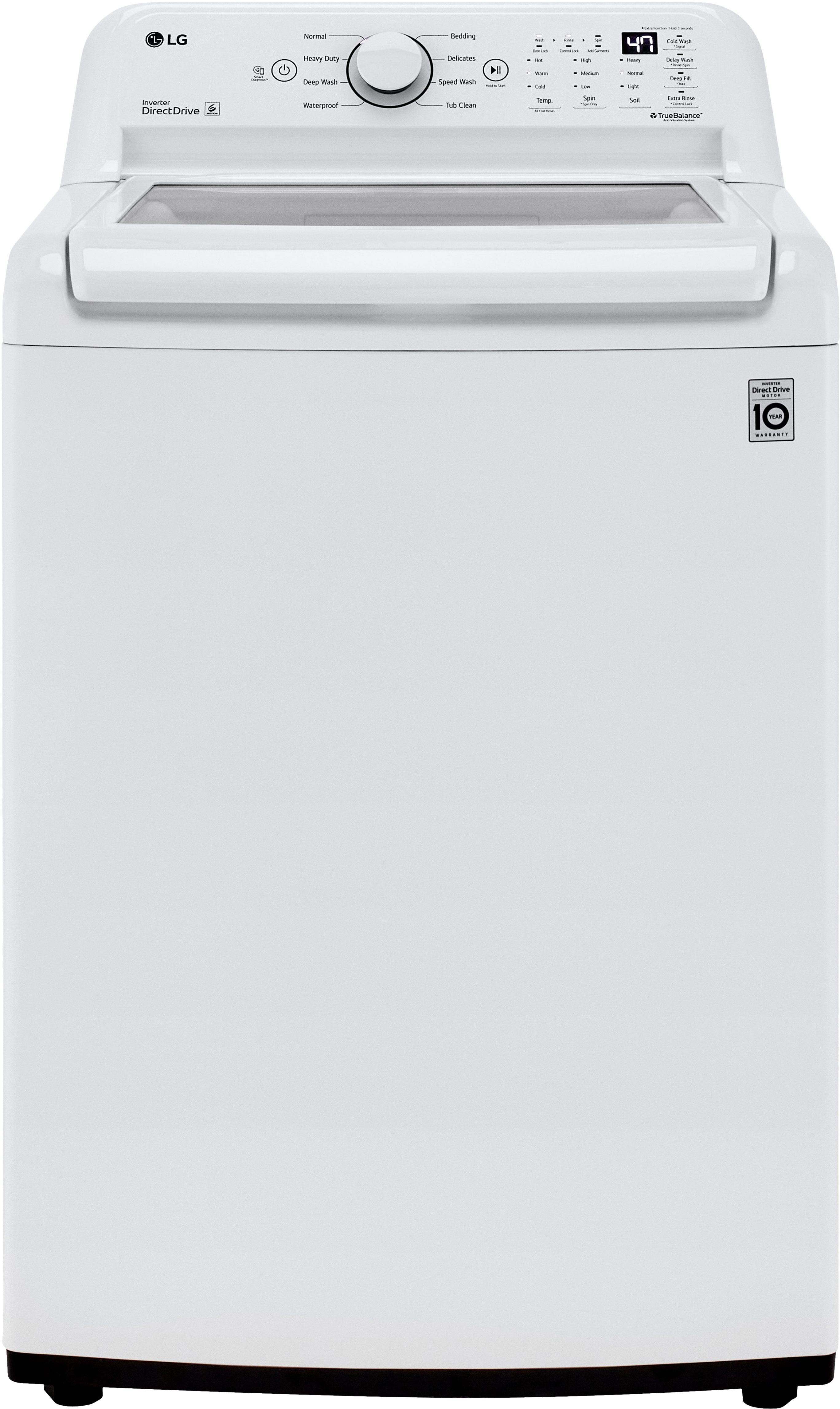 LG 4.3 Cu. Ft. Top Load Washer, 4-Way Agitator, TurboDrum – WT7005CW