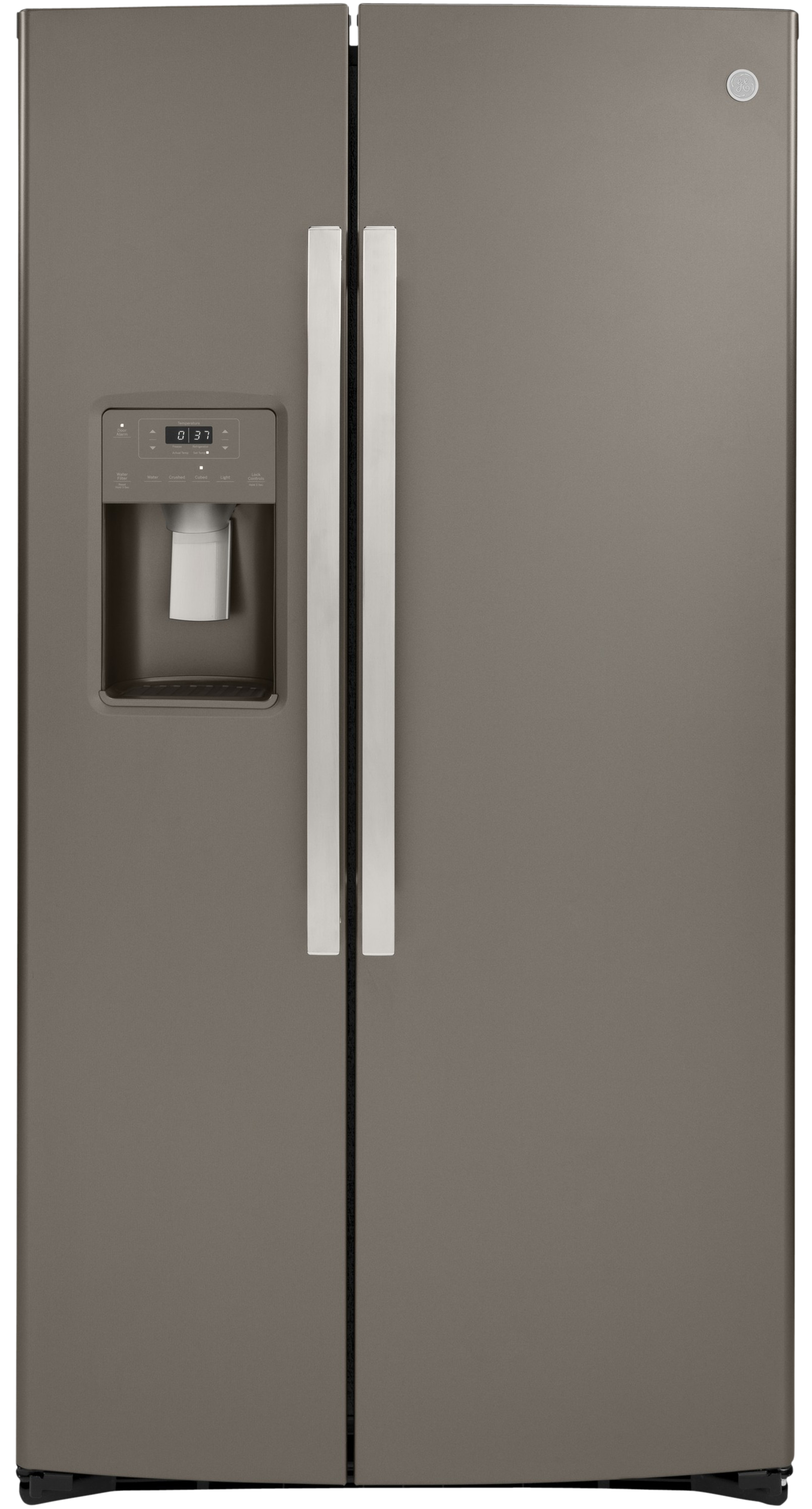 GE 21.8 Cu. Ft. Counter-Depth Side-by-Side Fridge, Slate, Ice/Water ...