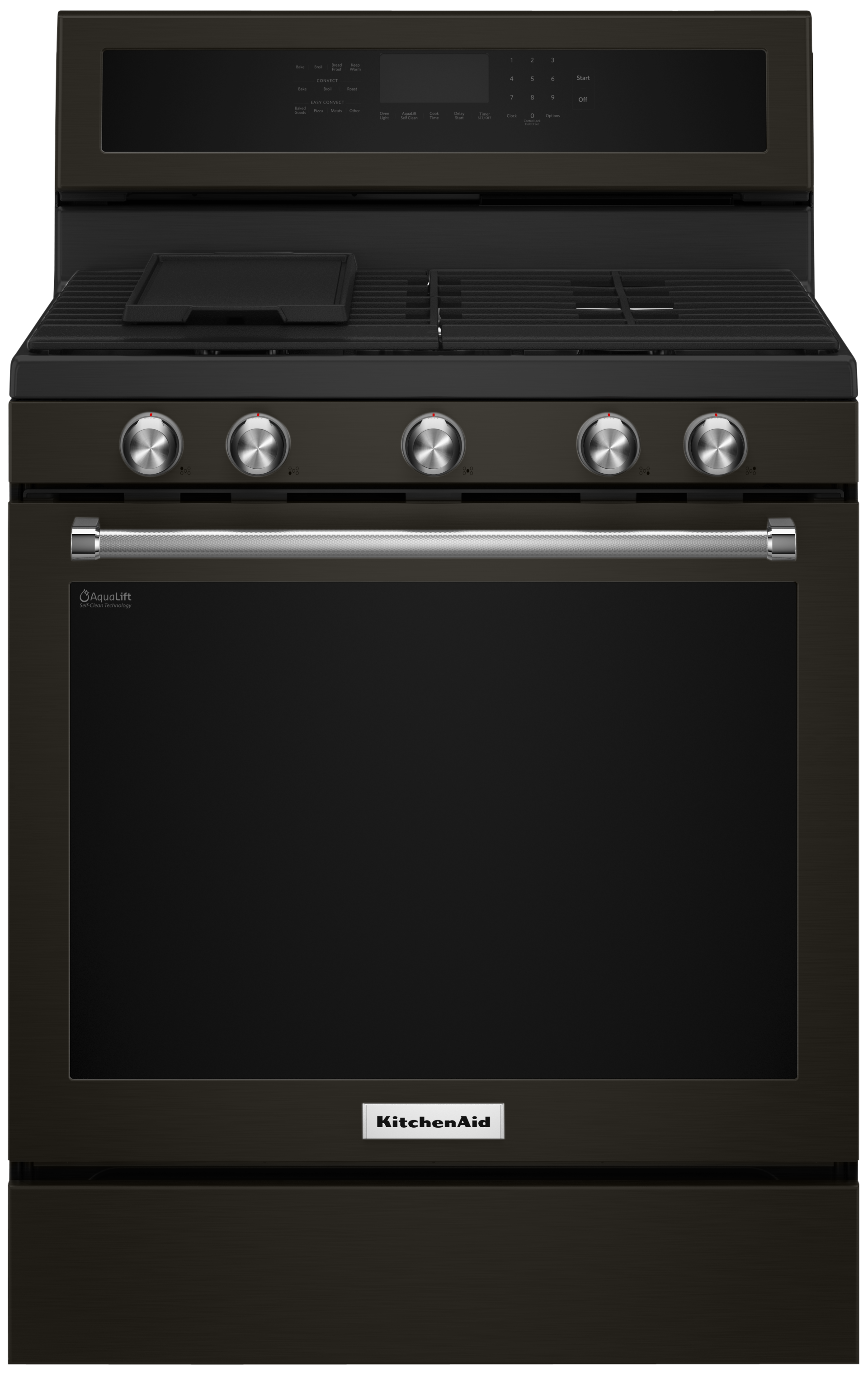 KITCHENAID 30" 5-Burner Gas Range, 5.8 cu. ft. Oven, Griddle – KFGG500EBS